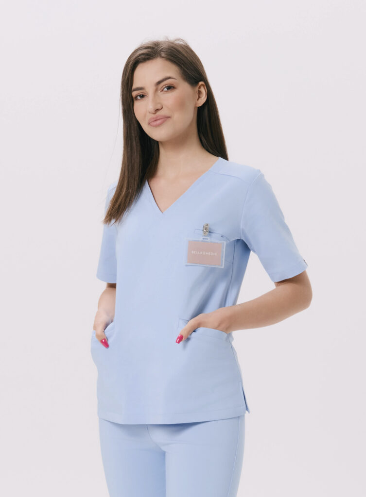Bluzka medyczna damska Scrubs Premium – Baby Blue